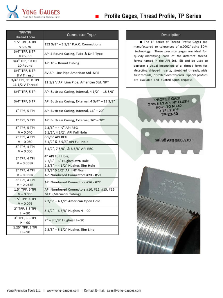 Thread Profile Gages TP Series | PDF | Cutting Tools | Tools