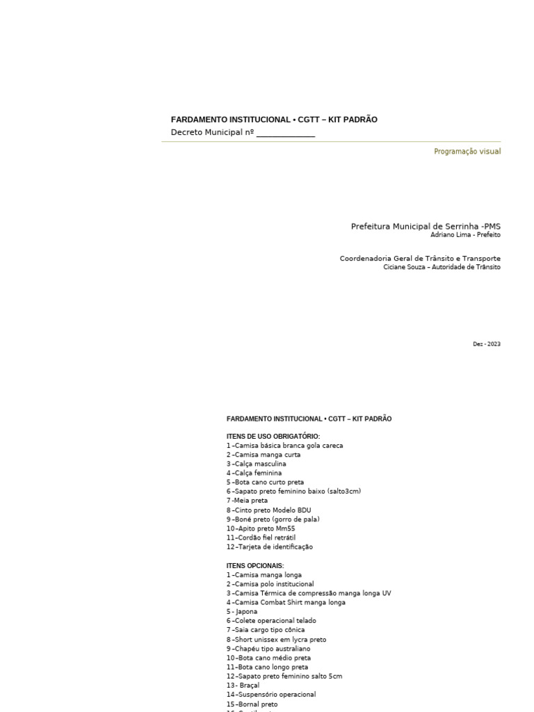 CGTT - Fardamento | PDF