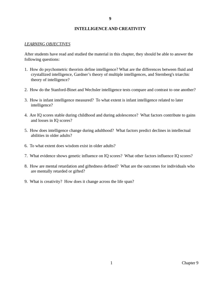 Chapter 9 - Intelligence and Creativity | PDF