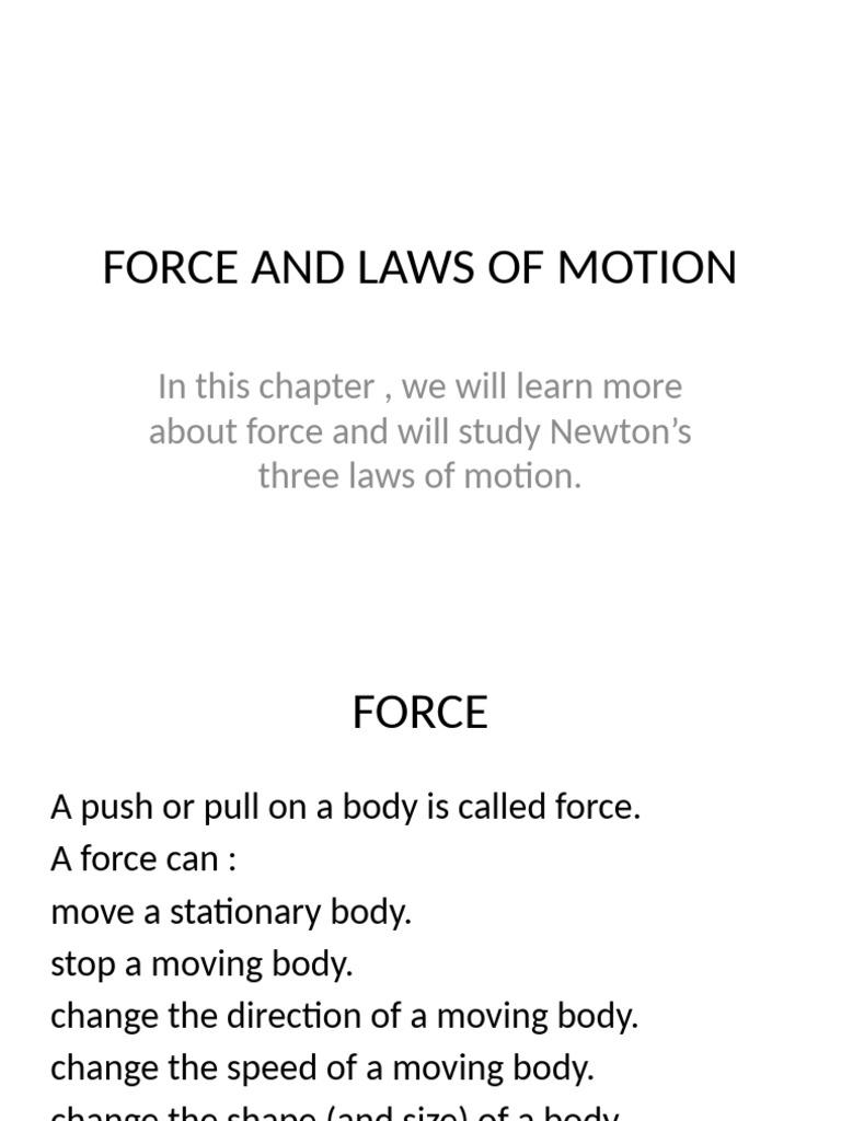 Force and Laws of Motion | PDF