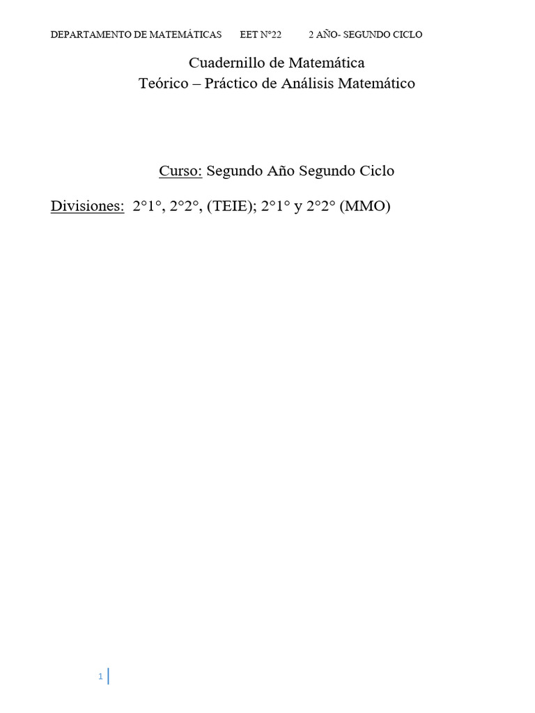 Cuadernillo de Análisis Matemático-2023 | PDF