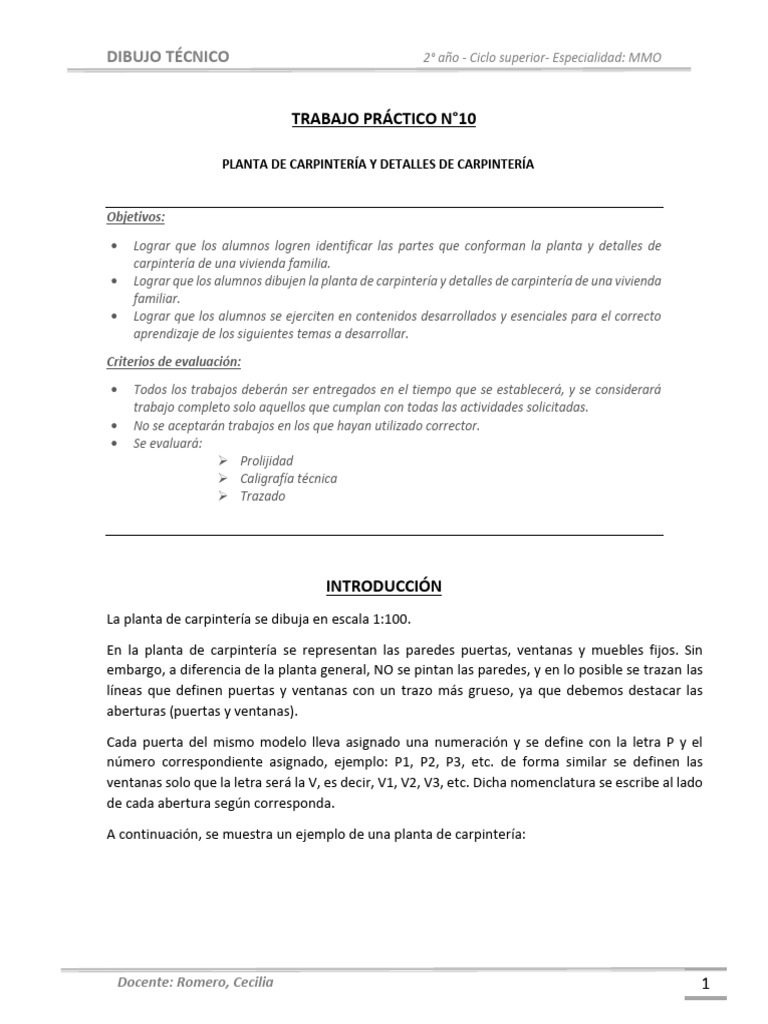 TP N°10. Planta y Detalles de Carpintería | PDF