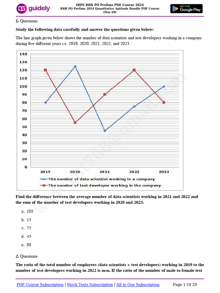 RRB PO Prelims 2024 Quantitative Aptitude Bundle PDF Course (Day-20) | PDF