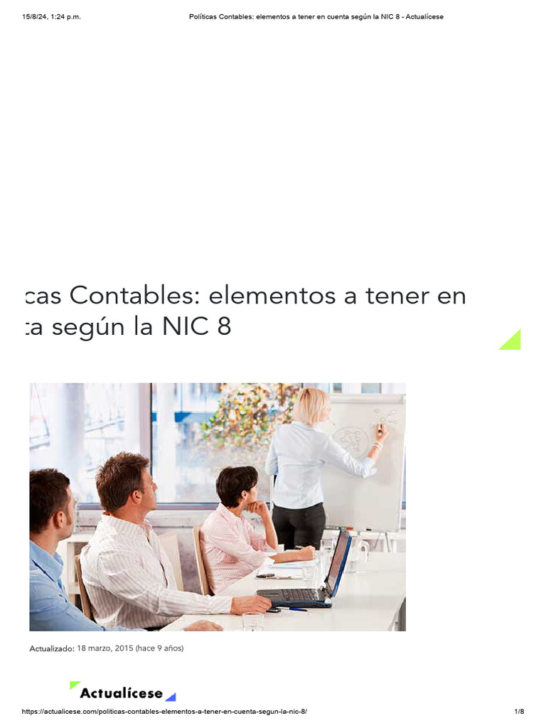 Políticas Contables - Elementos A Tener en Cuenta Según La NIC 8 - Actualícese | PDF