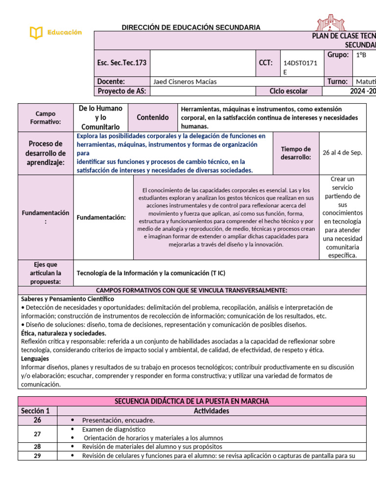 Planeacion Informatica - 1°B Quin 1. | PDF