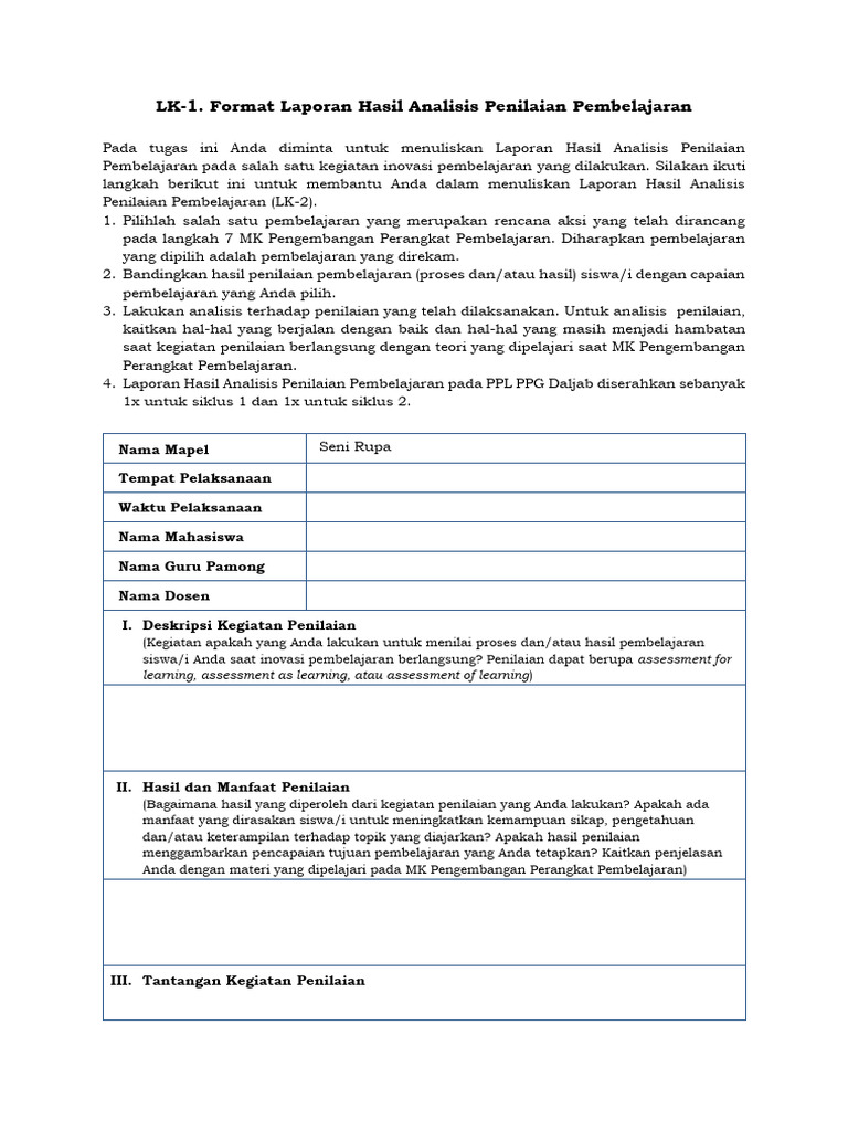 Chondro Jati_Format Hasil asesmen pembelajaran_siklus 2 | PDF