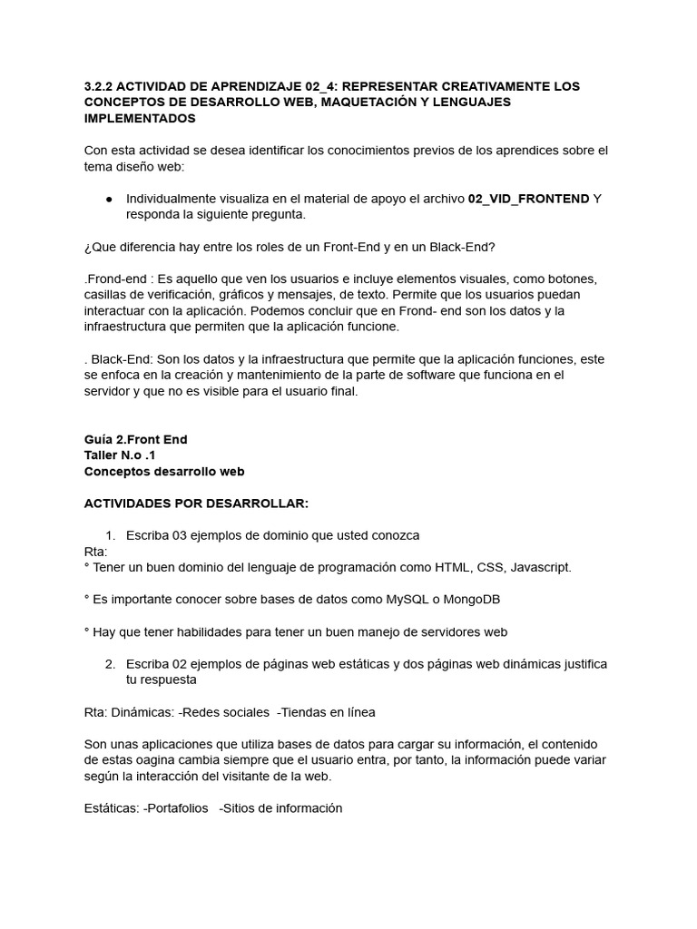 Actividad Taller 02 5pdf | PDF | Bootstrap (marco frontal) | Script Java