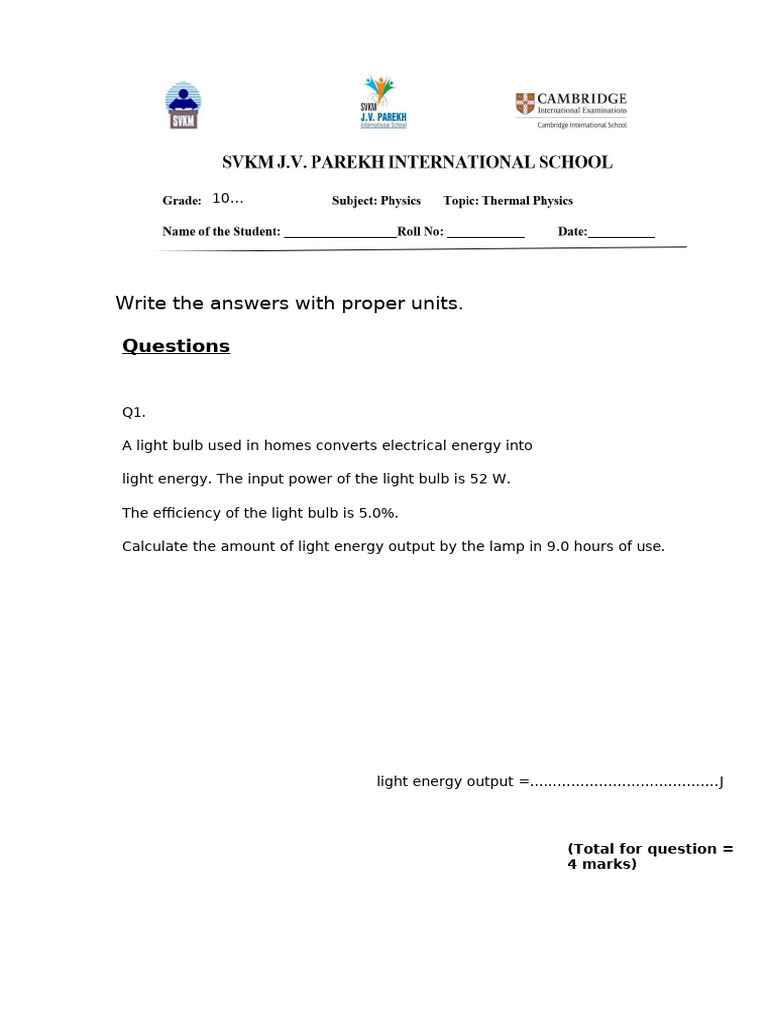 Physics Worksheet 1 | PDF