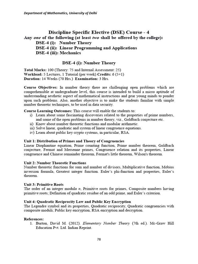 DSE Number Theory | PDF