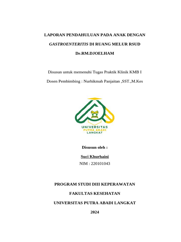 LP Gastroenteritis Suci Revisi-1 | PDF