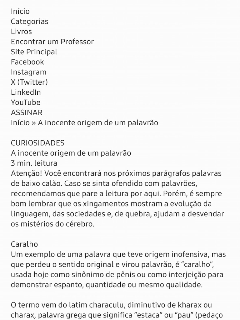 A Inocente Origem de Um Palavrão - HR Idiomas - 240121 - 115100 | PDF