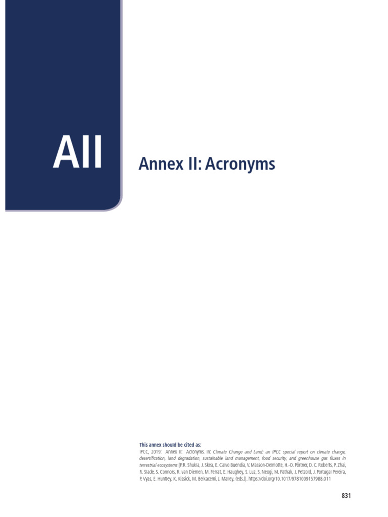 SRCCL Annex II Acronyms | PDF