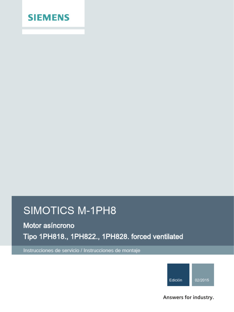 OperatingInstructions SIMOTICS M-1PH8 Es 1PH8 | PDF