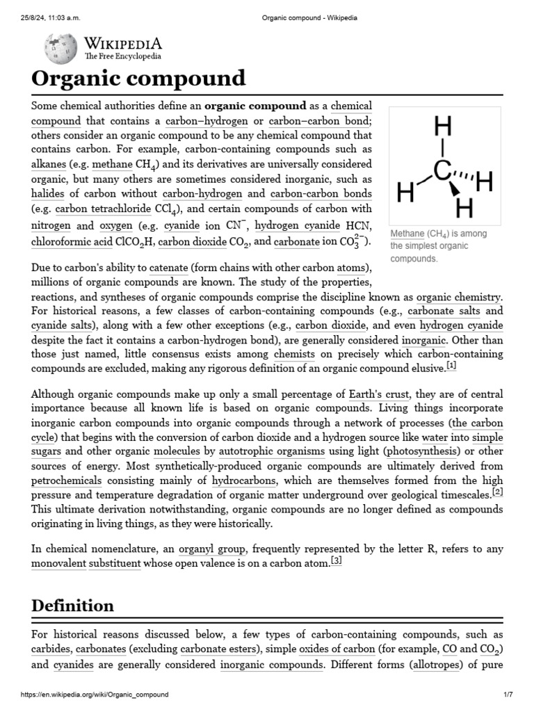 Organic Compound - Wikipedia | PDF