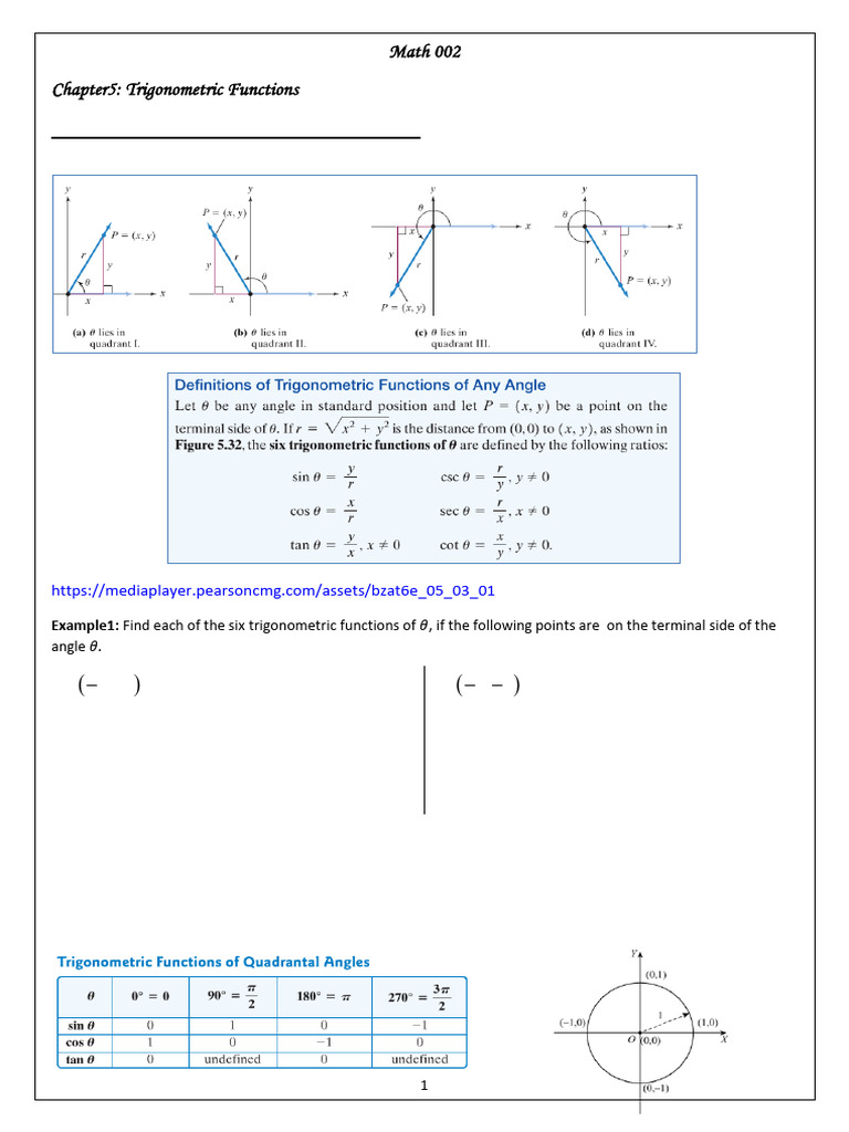 5.3: Trigonometric Functions of Any Angle | PDF