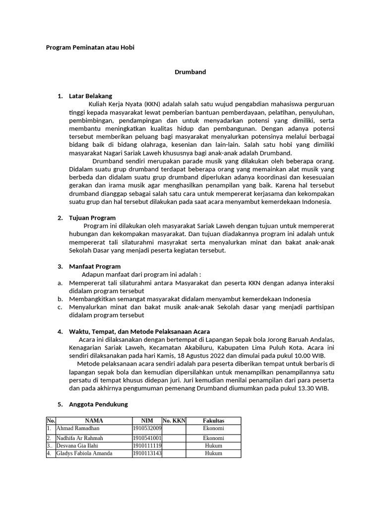 Program Drumband | PDF