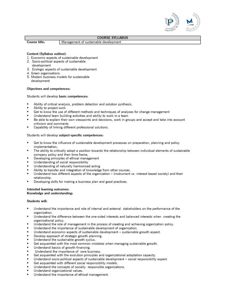 Management of Sust Development | PDF | Sustainability | Career & Growth