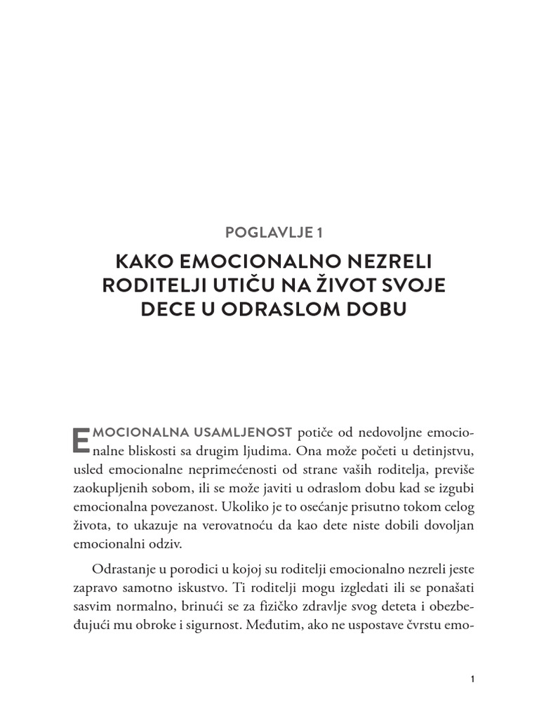 Finesa Odrasla Deca Emocionalno Nezrelih Roditelja Poglavlje | PDF