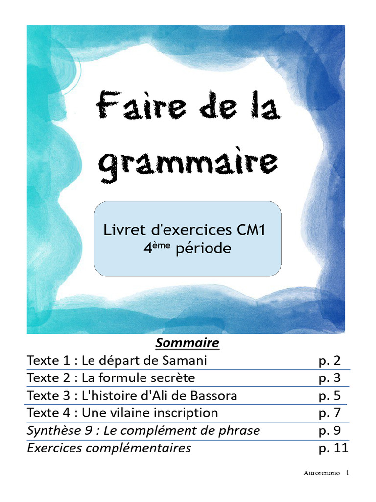 Livret Période 4 cm1 | PDF | Phrase | Sujet (Grammaire)