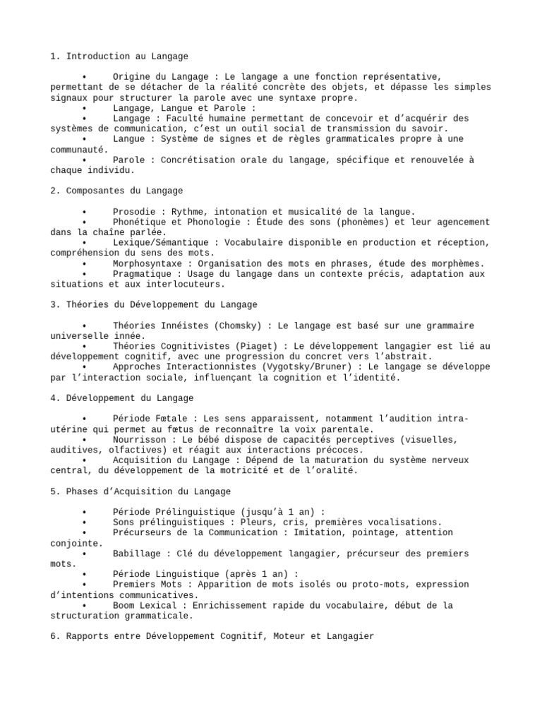 Résumé ORIGINE LANGAGE | PDF