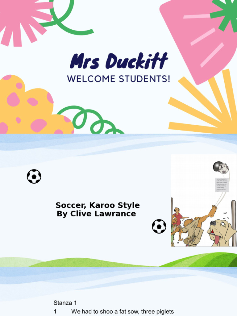 Lesson 2 - Soccer Karoo Style by Clive Lawrance | PDF | Poetry