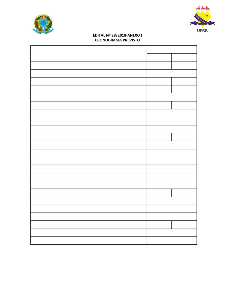 Edital 58-2018 - Anexo I - Cronograma Previsto | PDF