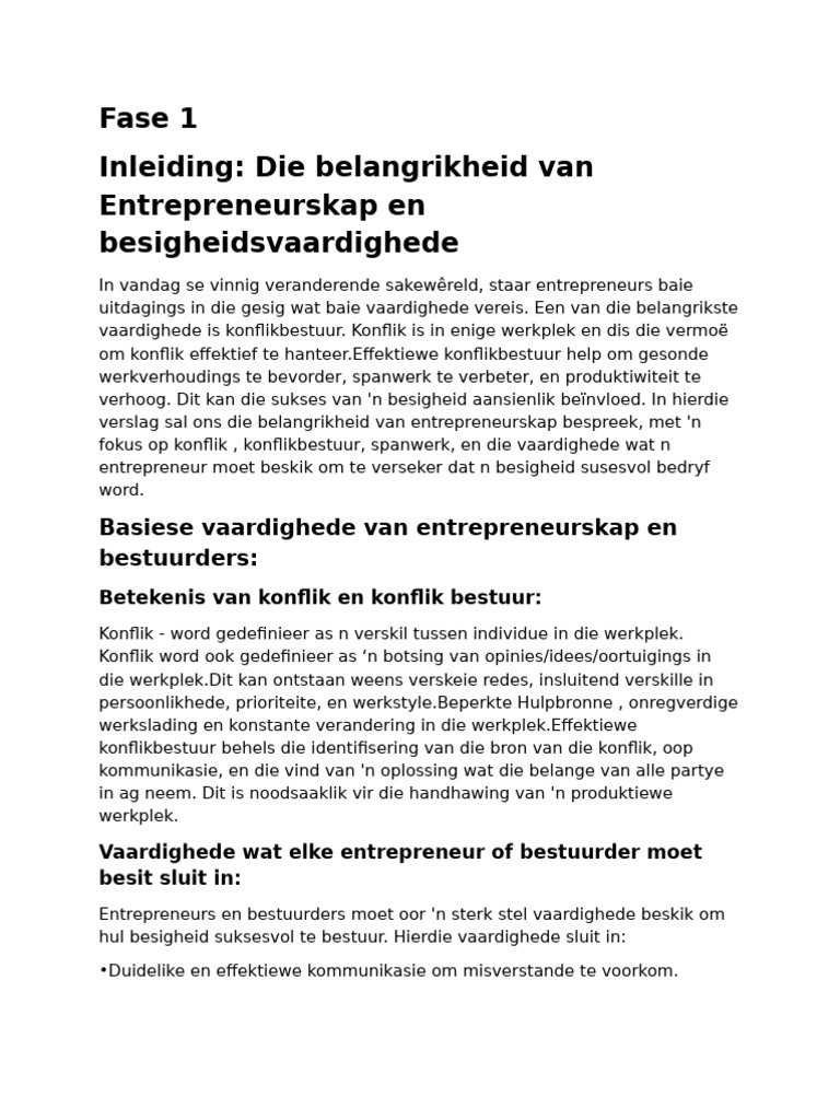 Besigheidstudies Graad 11A Taak Fase 1 | PDF