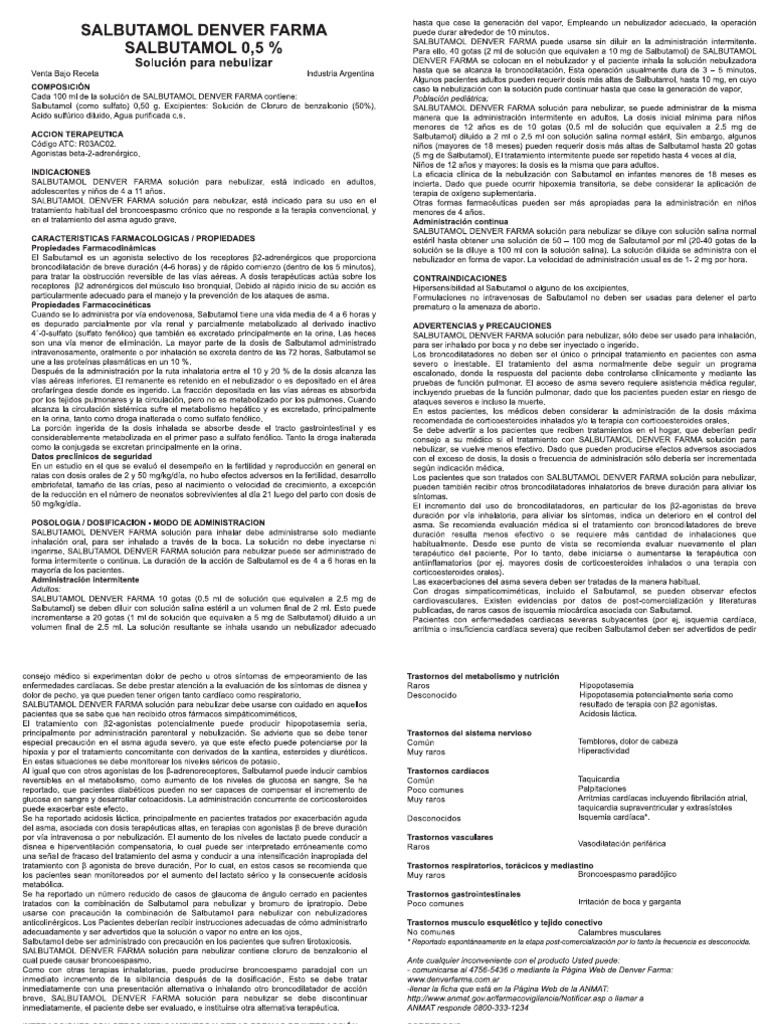 Salbutamol Prospecto Medico 180 | PDF