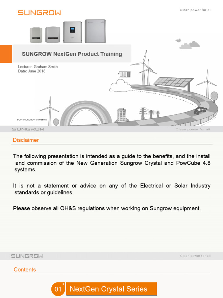 SUNGROW NextGen Product Training 201806 | PDF