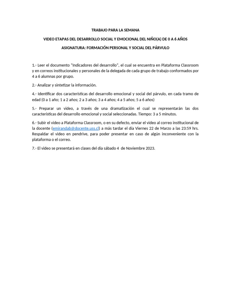 Trabajo Etapas Del Desarrollo Social y Emocional | PDF