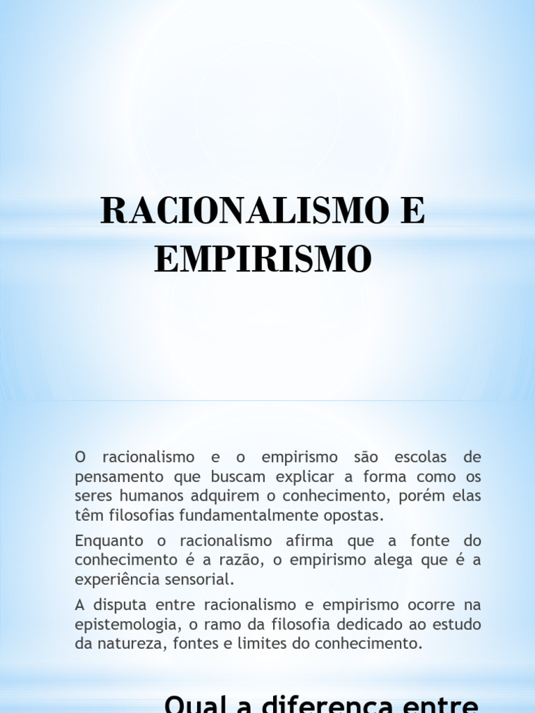 Racionalismo e Empirismo | PDF