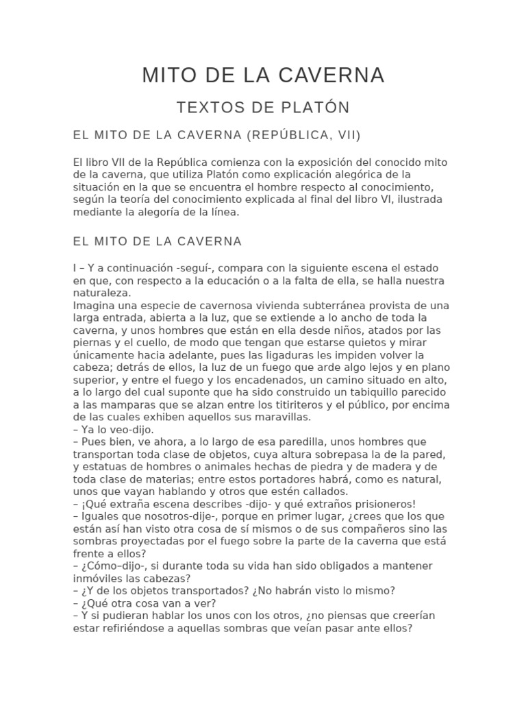 Taller Mito de La Caverna | PDF