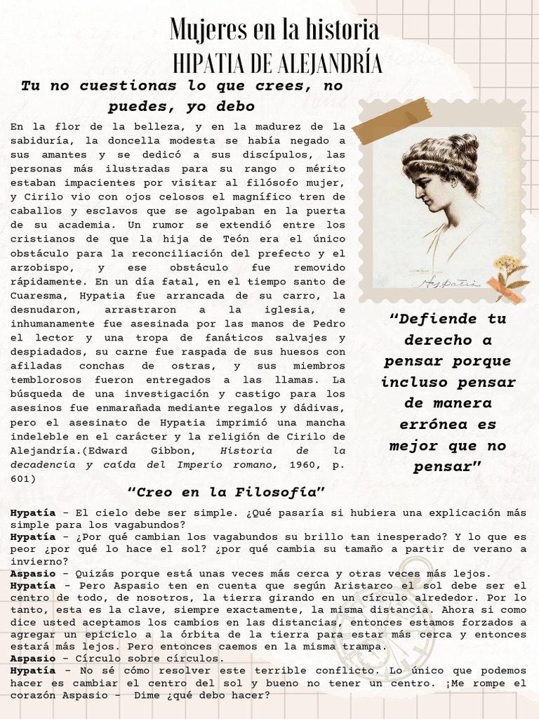 FICHA DE HYPATÍA DE ALEJANDRÍA | PDF