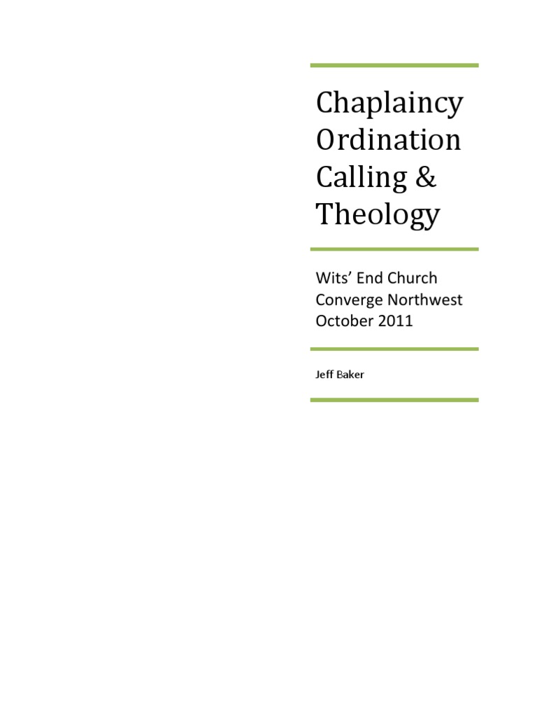 Chaplaincy Ordination Calling & Theology: Wits' End Church Converge ...