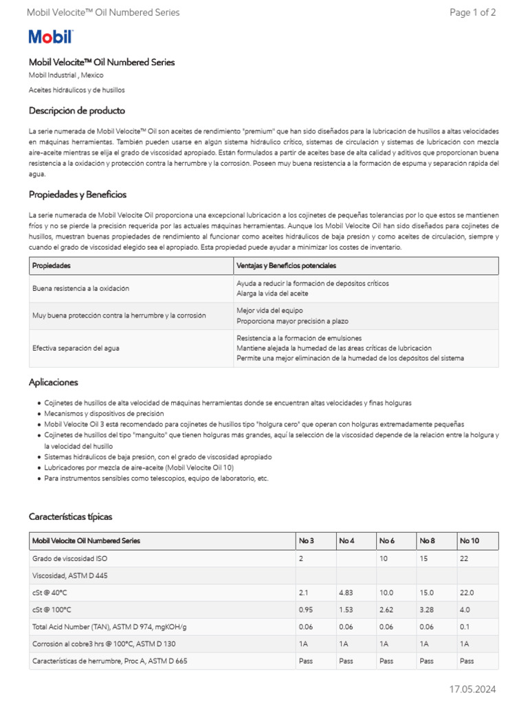 GL XX Mobil Velocite Oil No Series | PDF | Exxon Mobil | Home & Garden