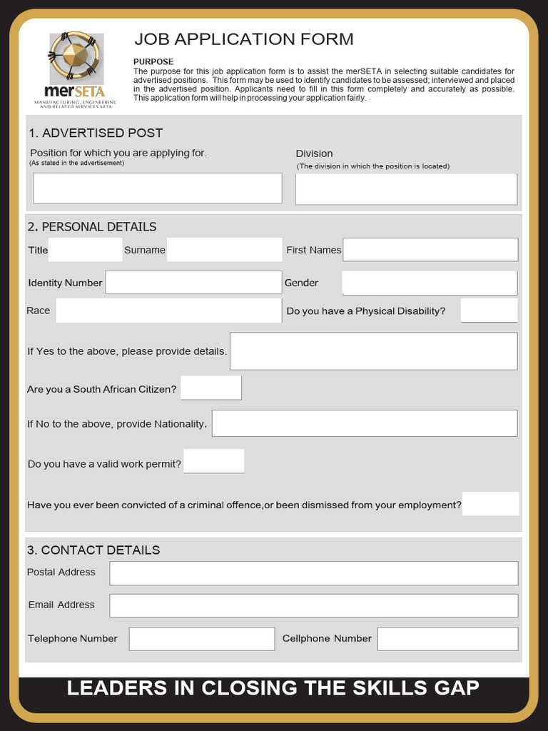 merSETA Job-Application-Form nr010425 | PDF