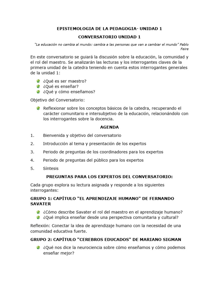 GUIA DEL CONVERSATORIO UNIDAD 1 | PDF