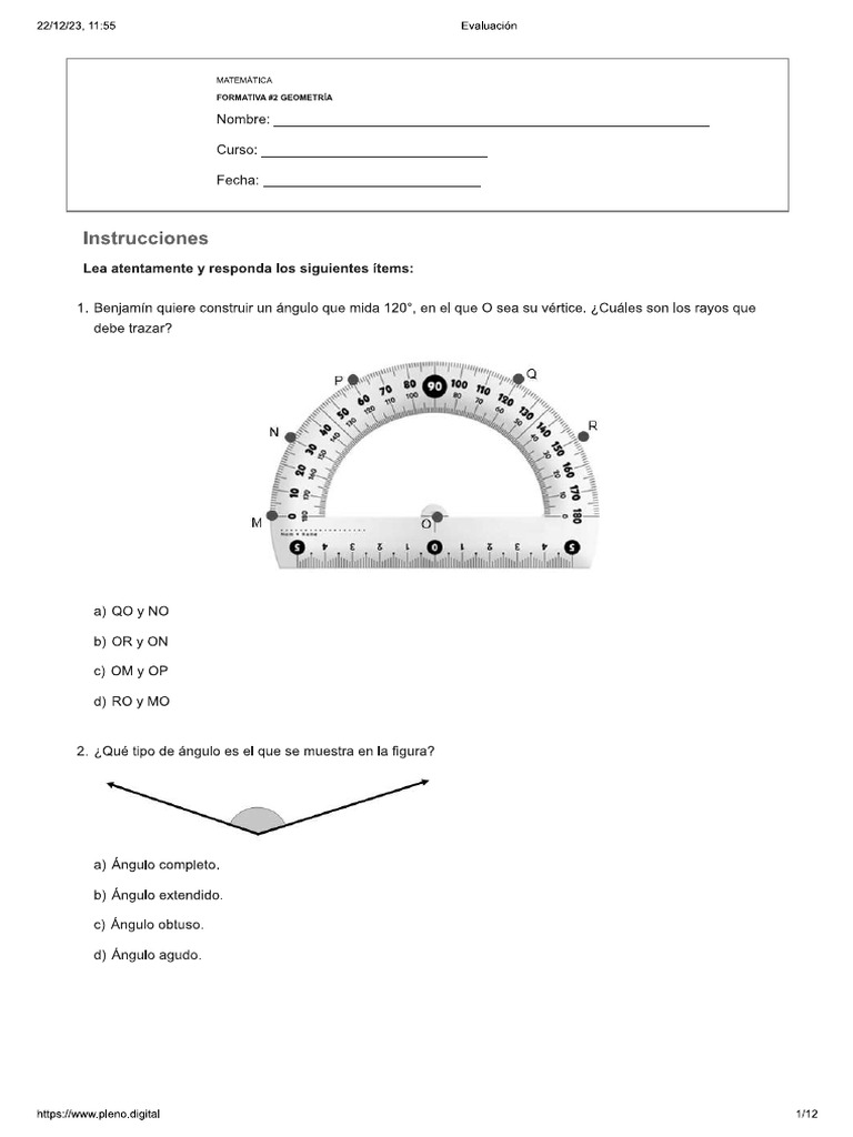 Ev Formativa Angulos 6to | PDF