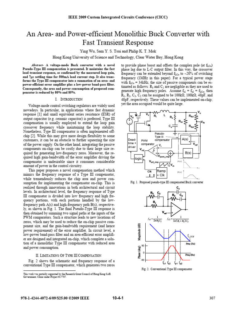 An Area - and Power-Efficient Monolithic Buck Converter With Fast ...