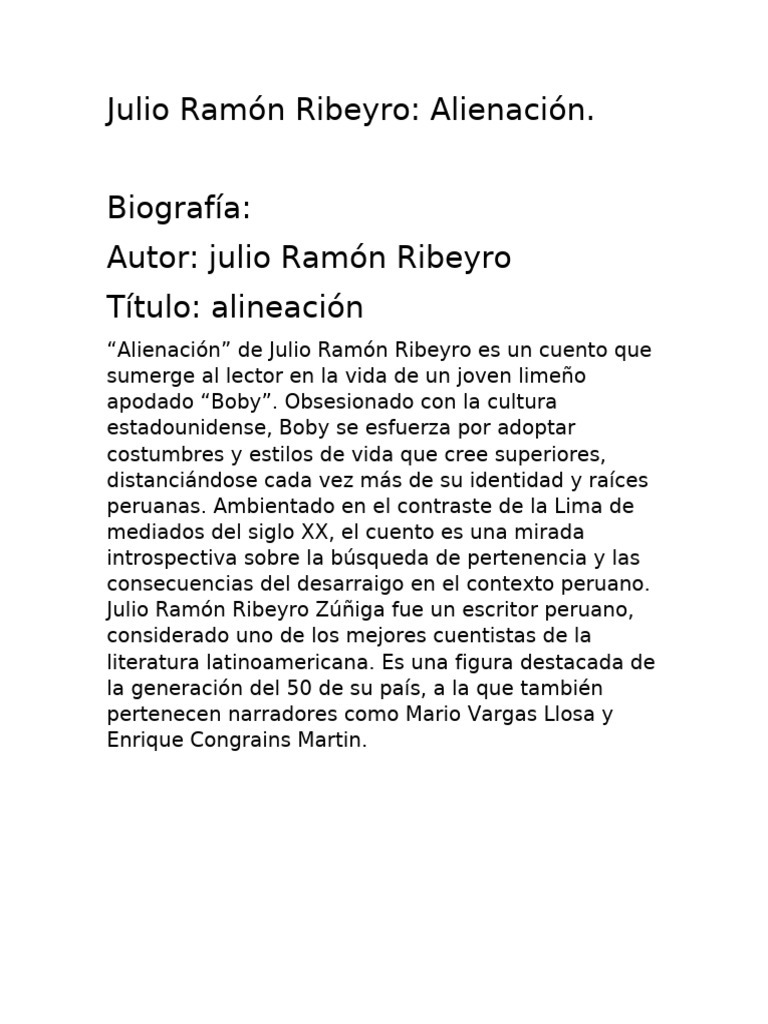 Julio Ramón Ribeyro - Alineacion | PDF