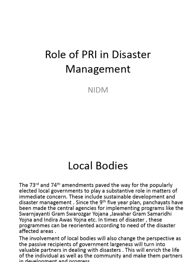 NIDM PRI DRR PPT 11pages | PDF | Emergency Management