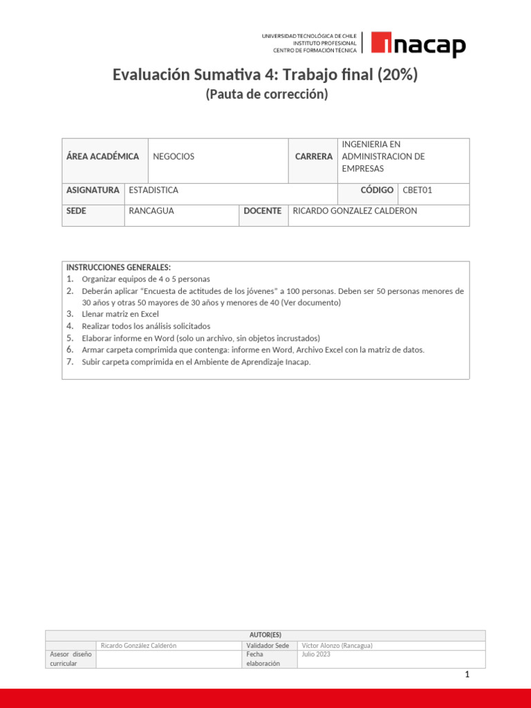 Evaluacion 5 AnÃ¡lisis EstadÃ Stico de Datos 2023 | PDF | Análisis de ...