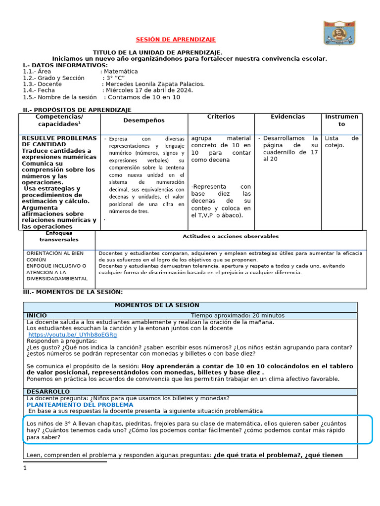 Contamos de 10 en 10 | PDF