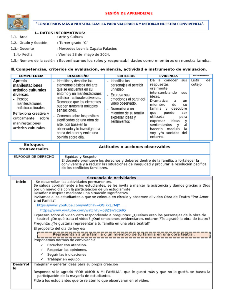 24 Ses - Arte-Dramatizacion Familia | PDF