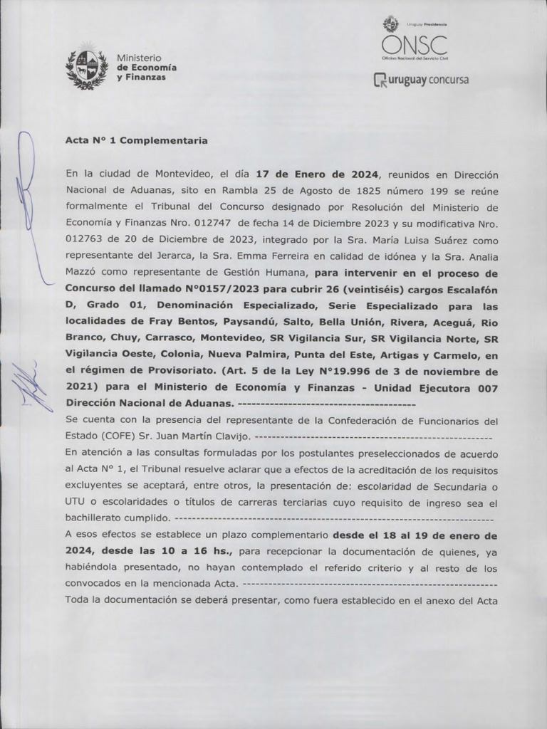 Acta N- 1 Complementaria | PDF