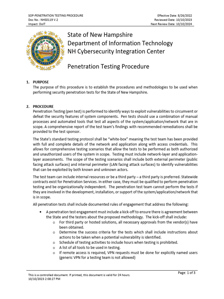 Penetration Testing Procedure | PDF