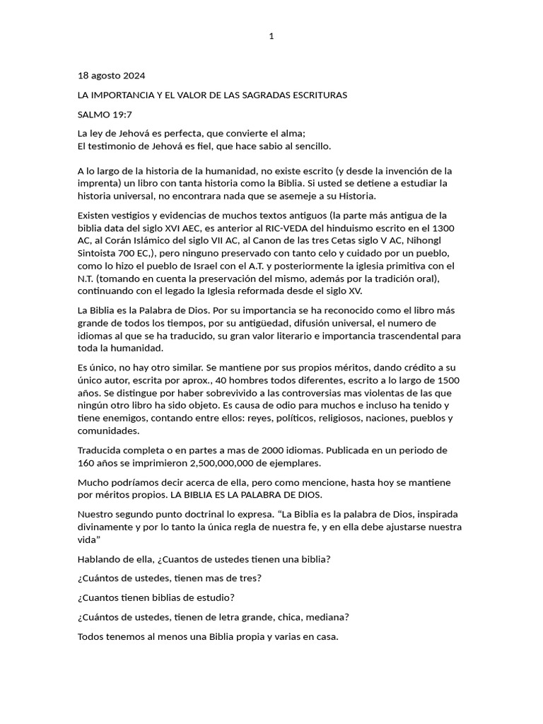 La Importancia De La Biblia Y El Valor De Las Sagradas Escrituras Pdf
