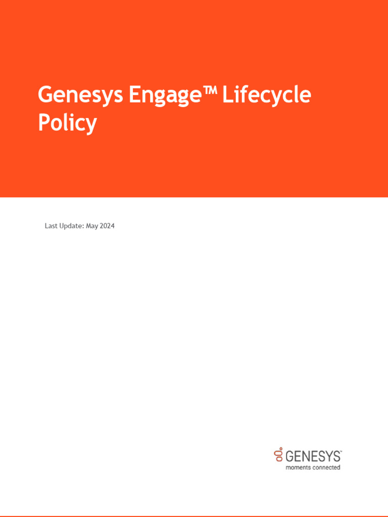 Genesys Engage & Pureconnect Lifecycle Policy | PDF