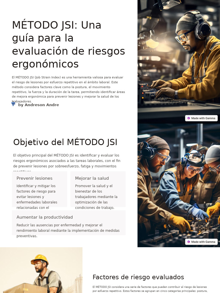 METODO JSI Una Guia para La Evaluacion de Riesgos Ergonomicos | PDF