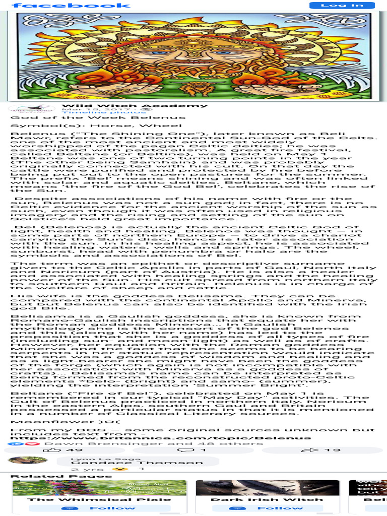 Belenus: Celtic God of Light and Healing | PDF | Deities